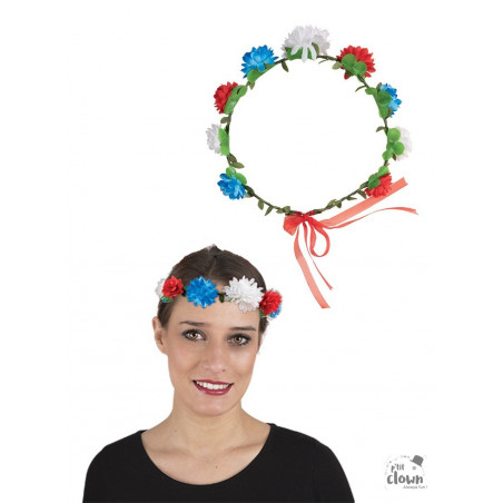 Couronne fleurs bleu/blanc/rouge - Accessoires de supporter