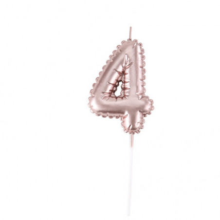 Bougie ballon mylar rose gold chiffre 4 - Anniversaire
