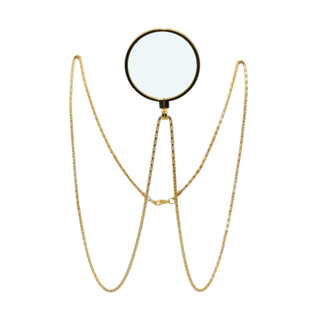 Monocle avec chaîne métal or - Accessoire déguisement