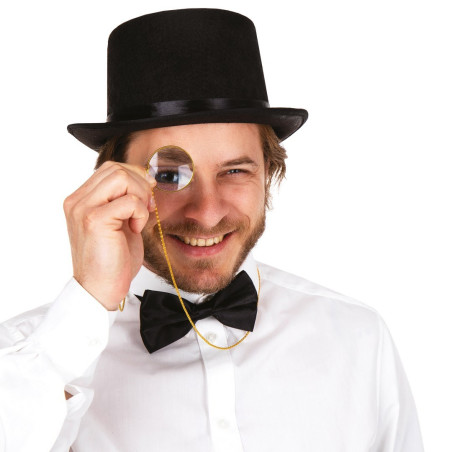 Monocle avec chaîne métal or - Accessoire déguisement